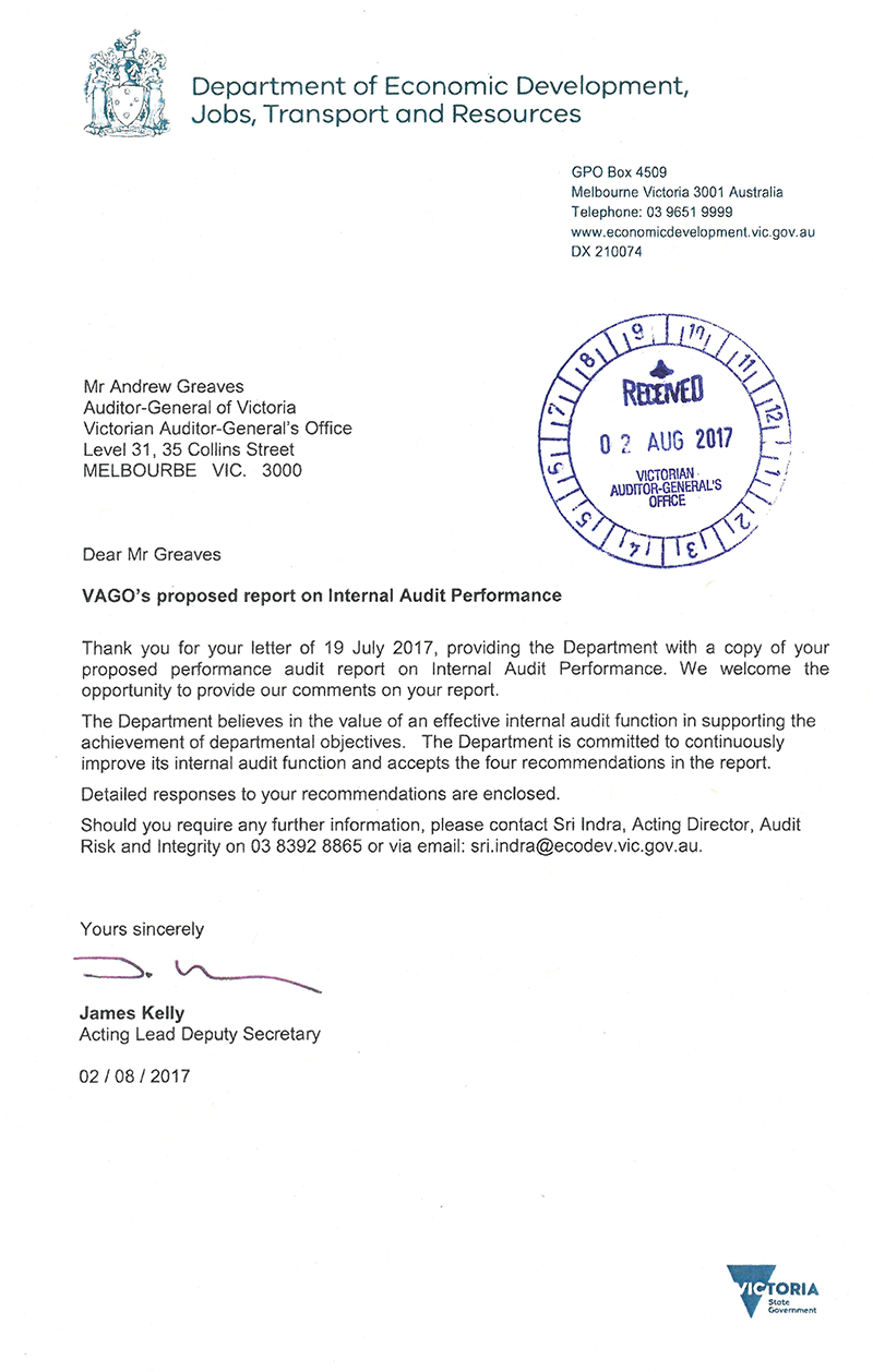 Internal Audit Performance | Victorian Auditor-General's Office